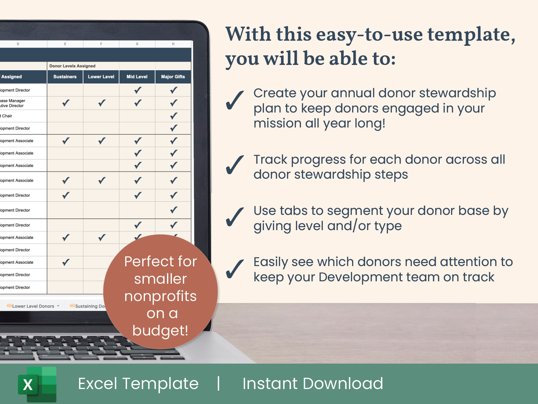 Nonprofit Donor Stewardship Plan & Tracking Template | Excel Workbook ...