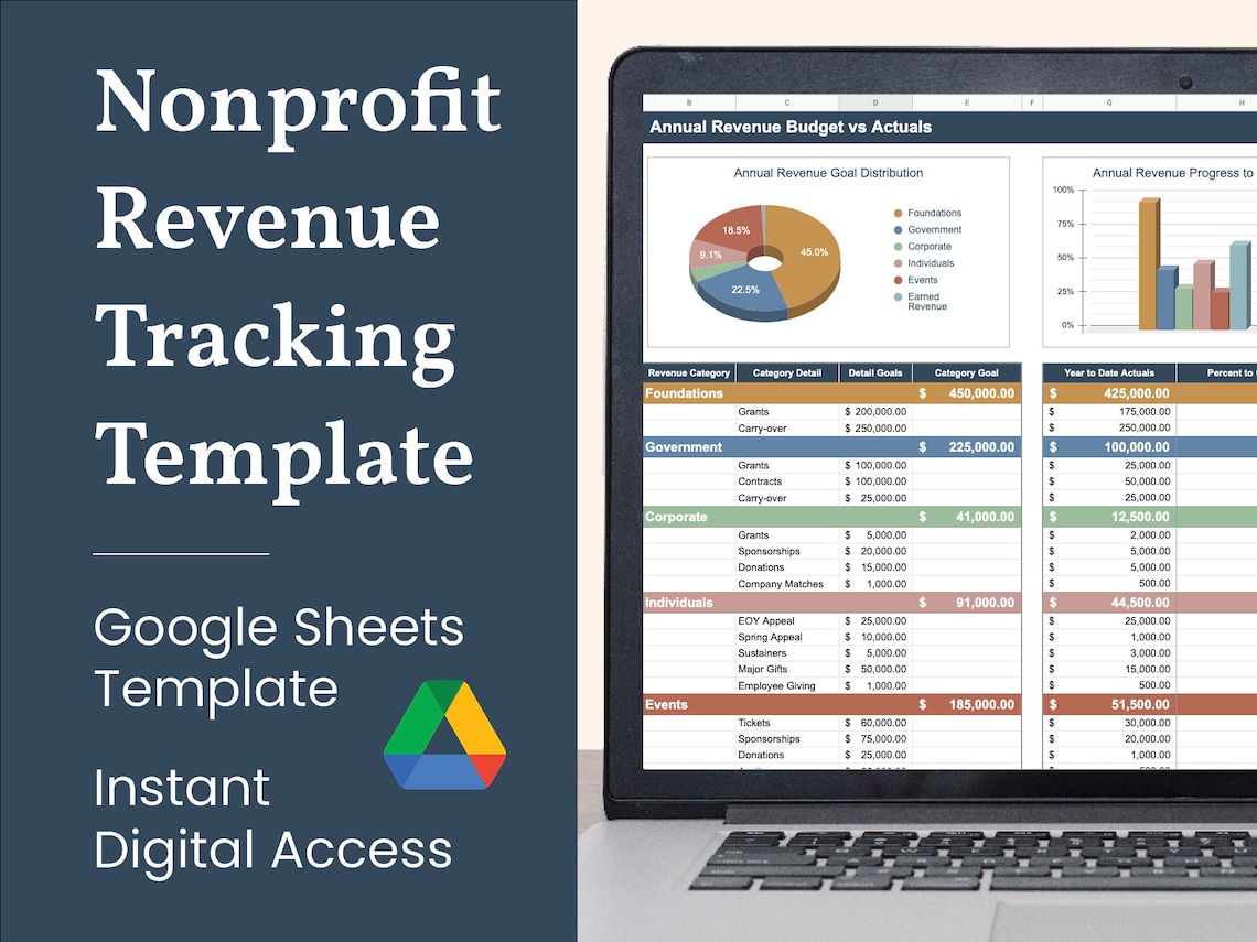 Nonprofit Revenue Tracking Template Google Sheets Template - Etsy
