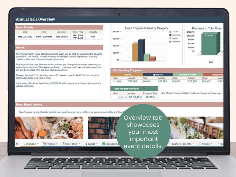 Nonprofit Event Planning Workbook | Exceltemplate | Instant Download - Etsy