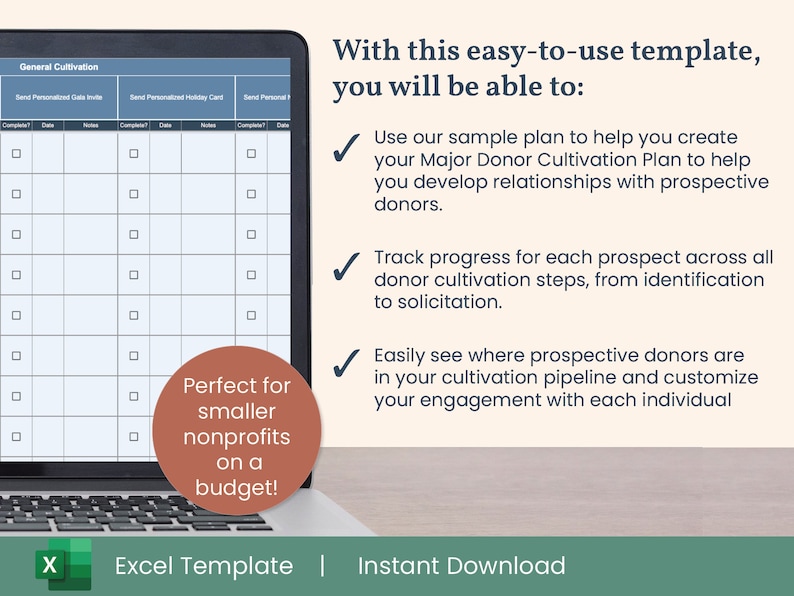 Major Donor Cultivation Plan & Tracking Template for Nonprofits | Excel Template | Instant ...