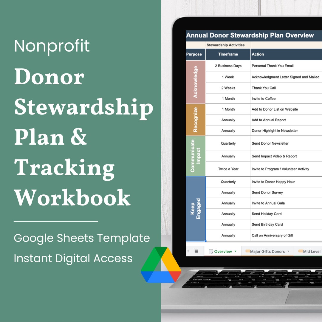 Nonprofit Donor Stewardship Plan & Tracking Template | Google Sheets ...