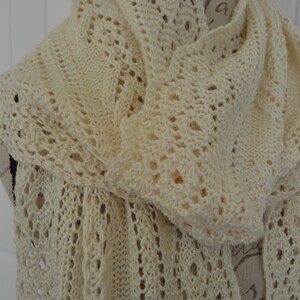 Hand Knit Ivory Lace Scarf - Etsy