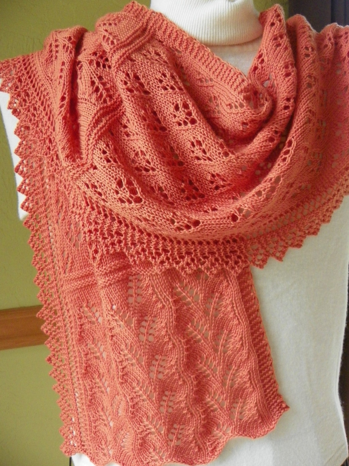 Pattern to Knit Lace Scarf "an Amiable Lace Scarf" Fingering Yarn PDF ...