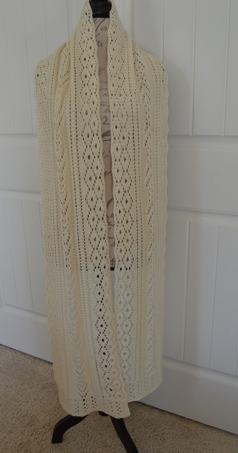 Hand Knit Ivory Lace Scarf - Etsy