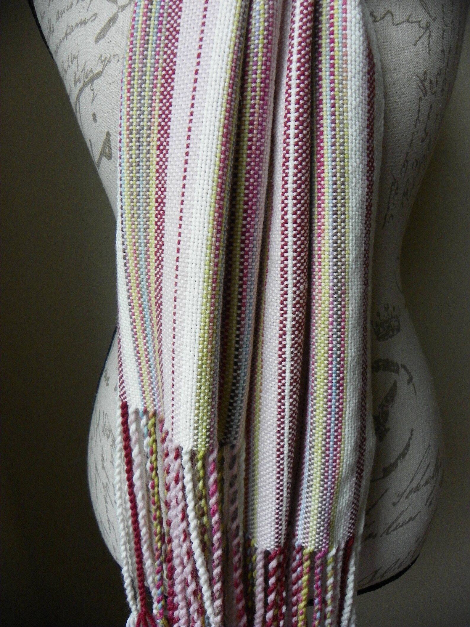 Hand Woven Striped Wool Scarf White and Pinks - Etsy