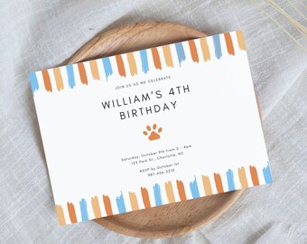 Simple Bluey Birthday Party Invitation Template Minimalist Design ...