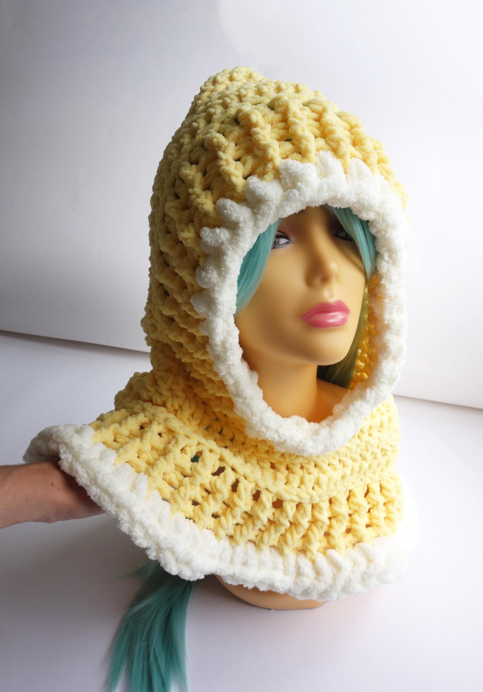 Crochet Lemon Meringue Snood, Cozy Fall Hood, Winter Fashion, Warm Ski ...