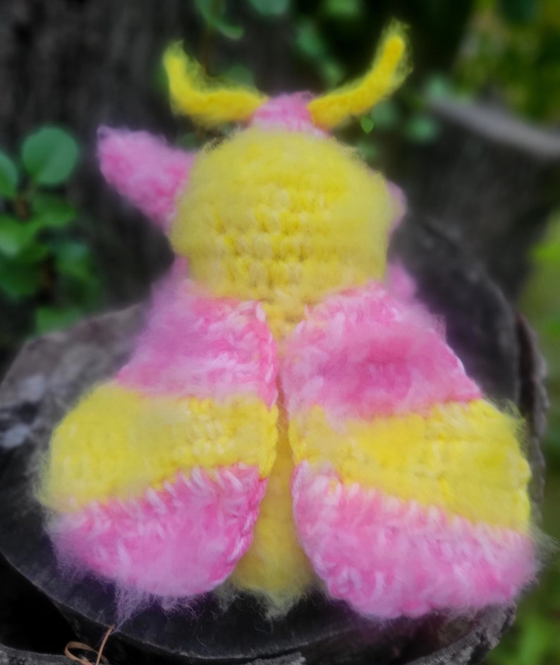 Made to Order Rosy Maple Moth Crochet Plush: Fluffy Insect Stuffie - Etsy