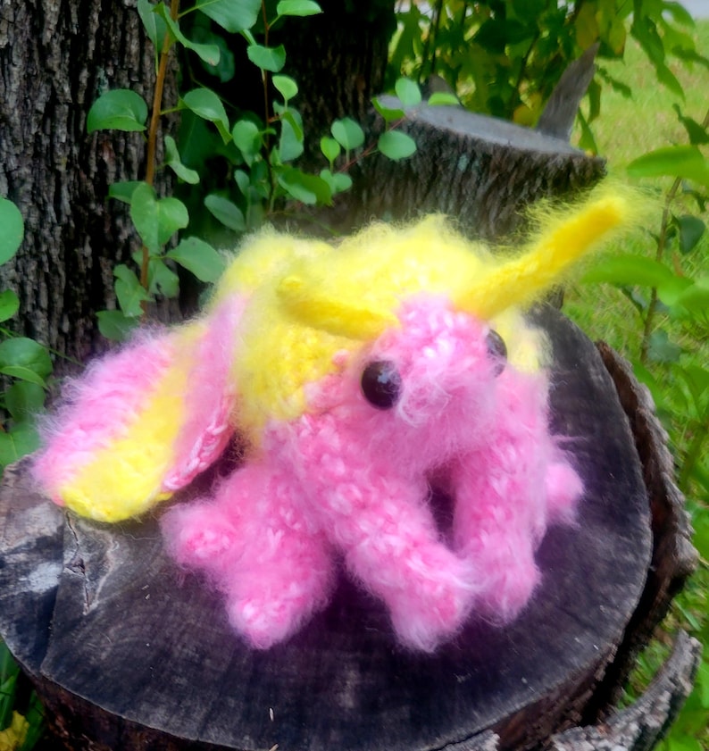 Made to Order Rosy Maple Moth Crochet Plush: Fluffy Insect Stuffie - Etsy