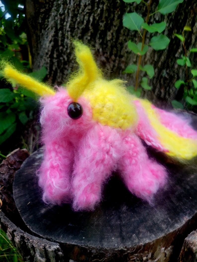 Made to Order Rosy Maple Moth Crochet Plush: Fluffy Insect Stuffie - Etsy