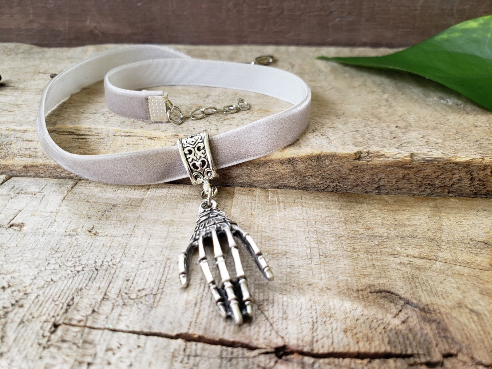 Skeleton Hand Velvet Choker