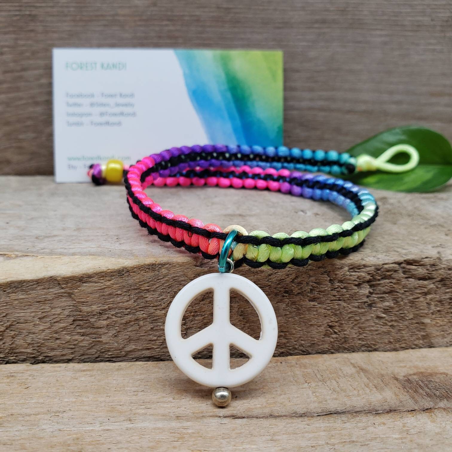 Peace Sign Choker Rainbow Rave Necklace