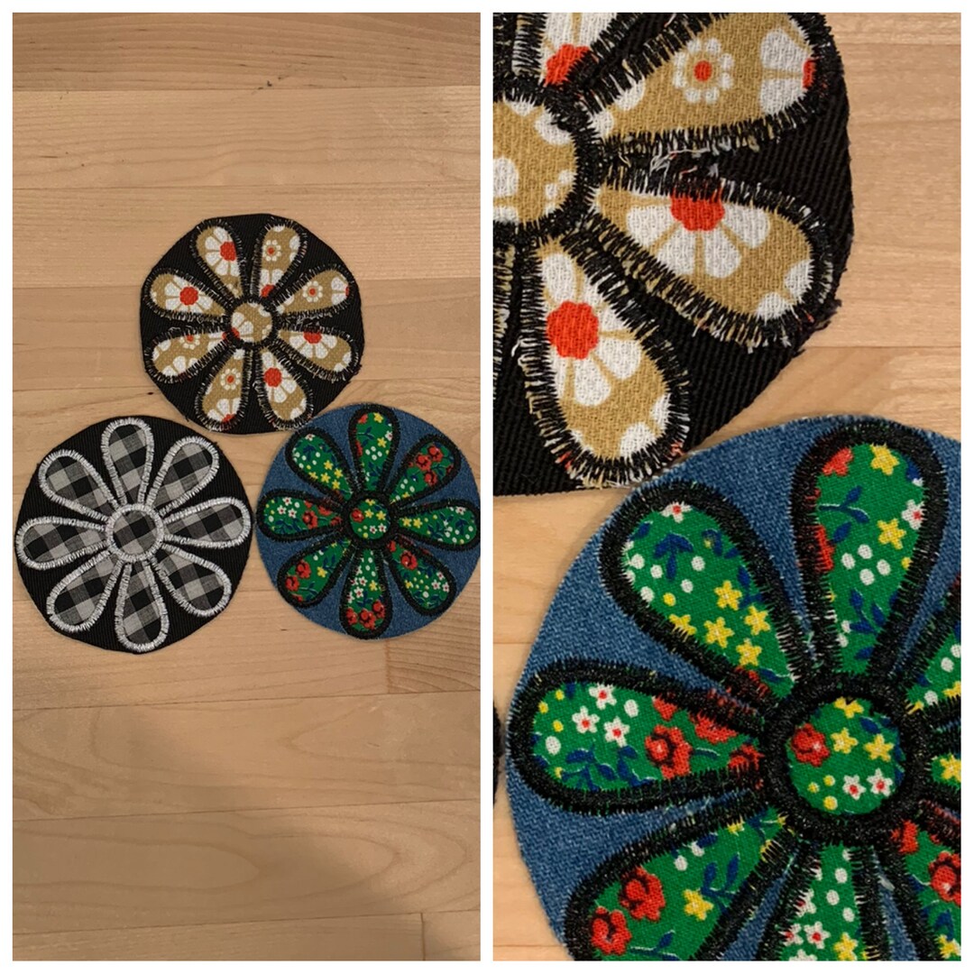 Handmade Flower Power Patches Set Vintage Fabric Iron on by - Etsy