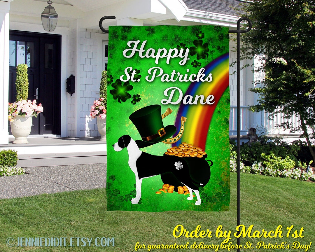 St. Patrick's Day Great Dane Garden Flag, Irish, Crazy Dog Lady Garden ...