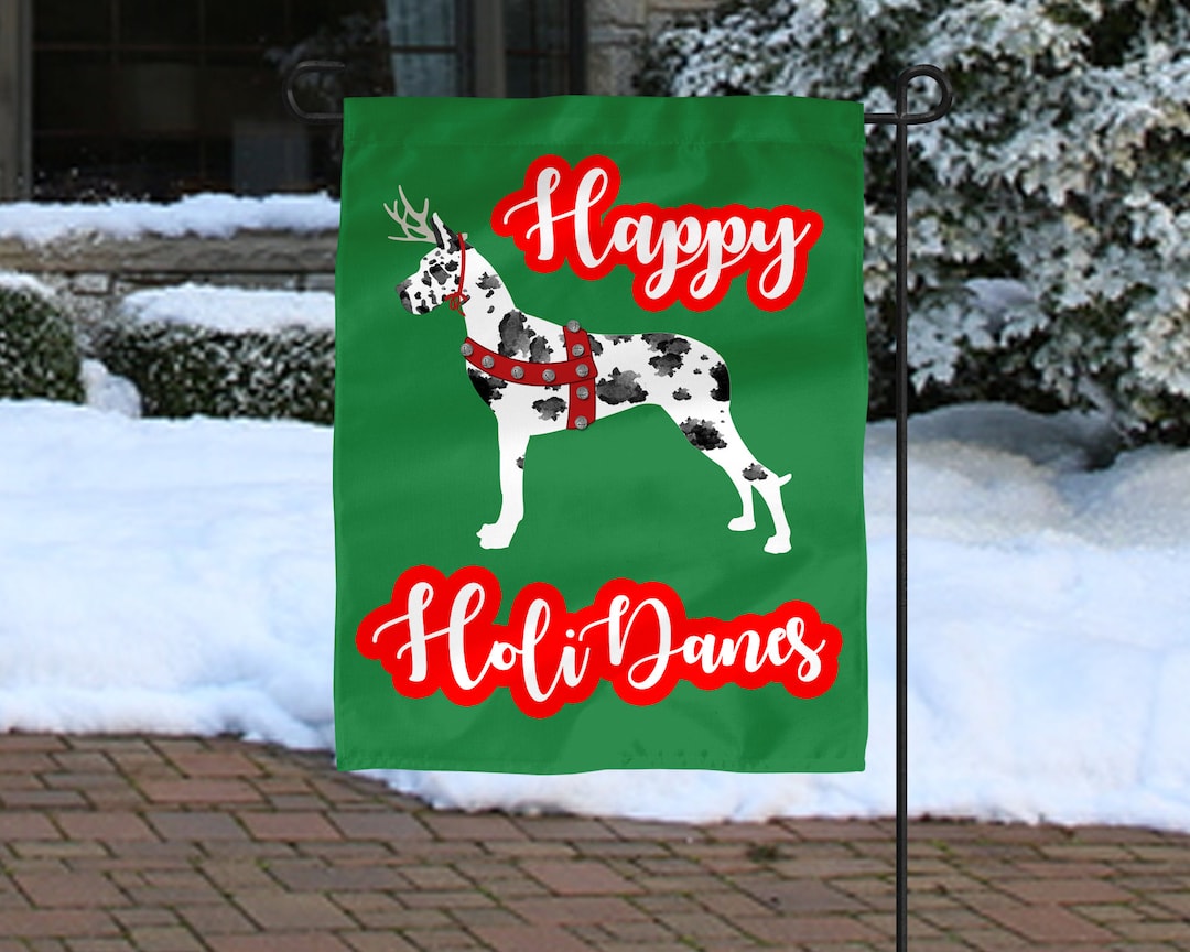 Great Dane Garden Flag, Dog Garden Flag, Winter Decor, Christmas Garden ...