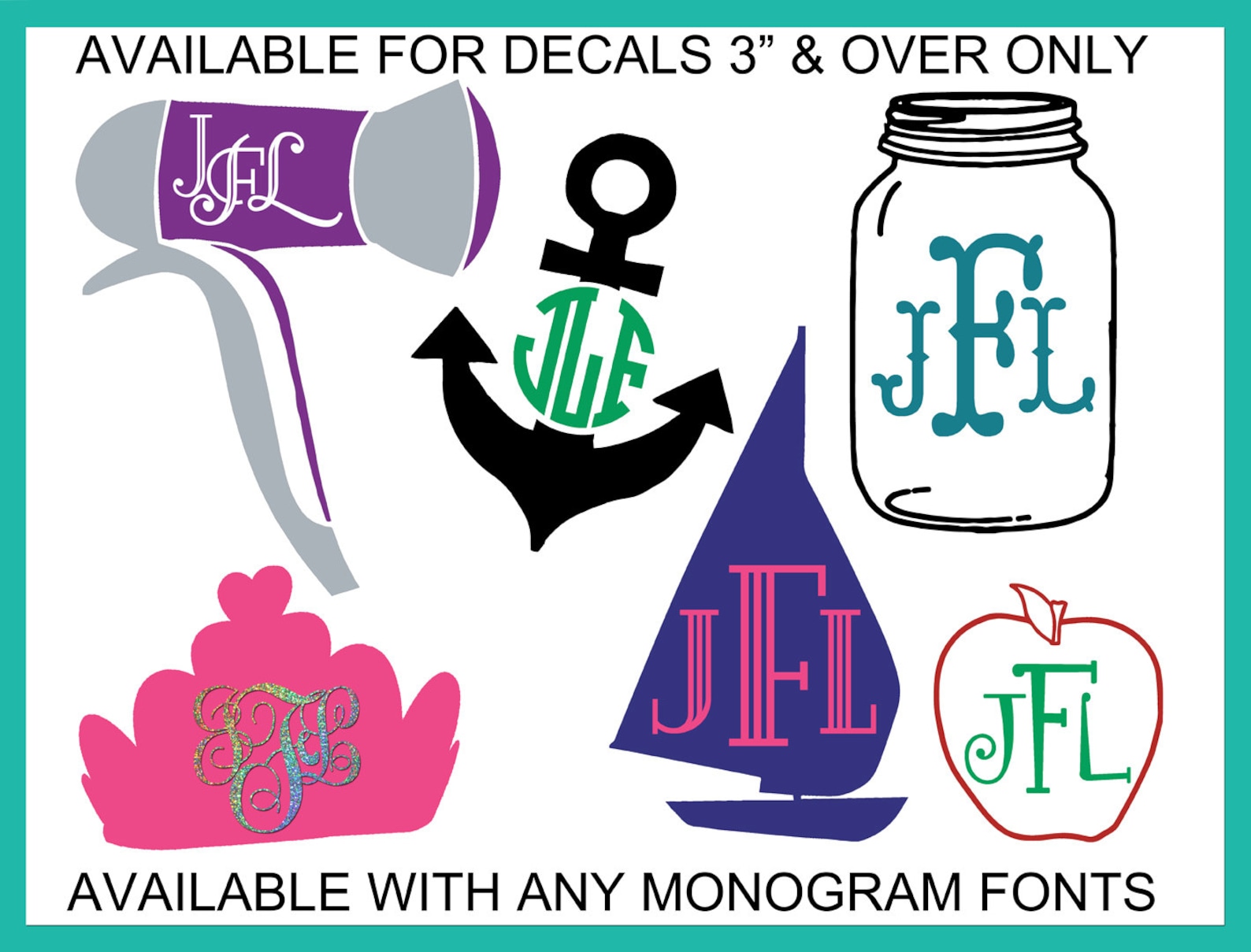 Customizable Monogram Decal Sticker - Etsy