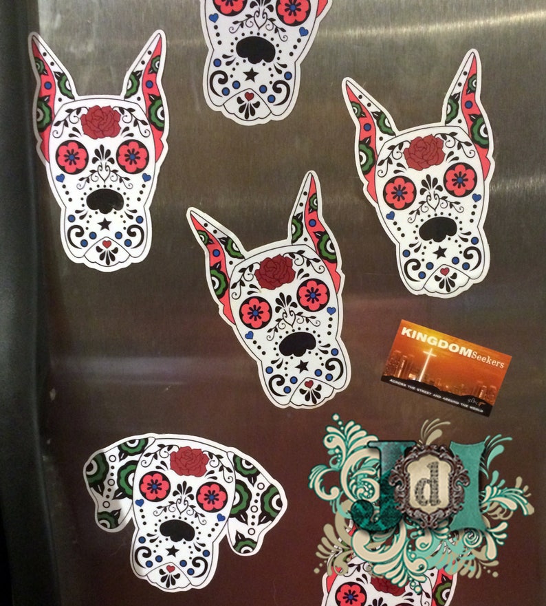 Great Dane Magnets Sugar Skull Magnets Colorful Dane Dog - Etsy