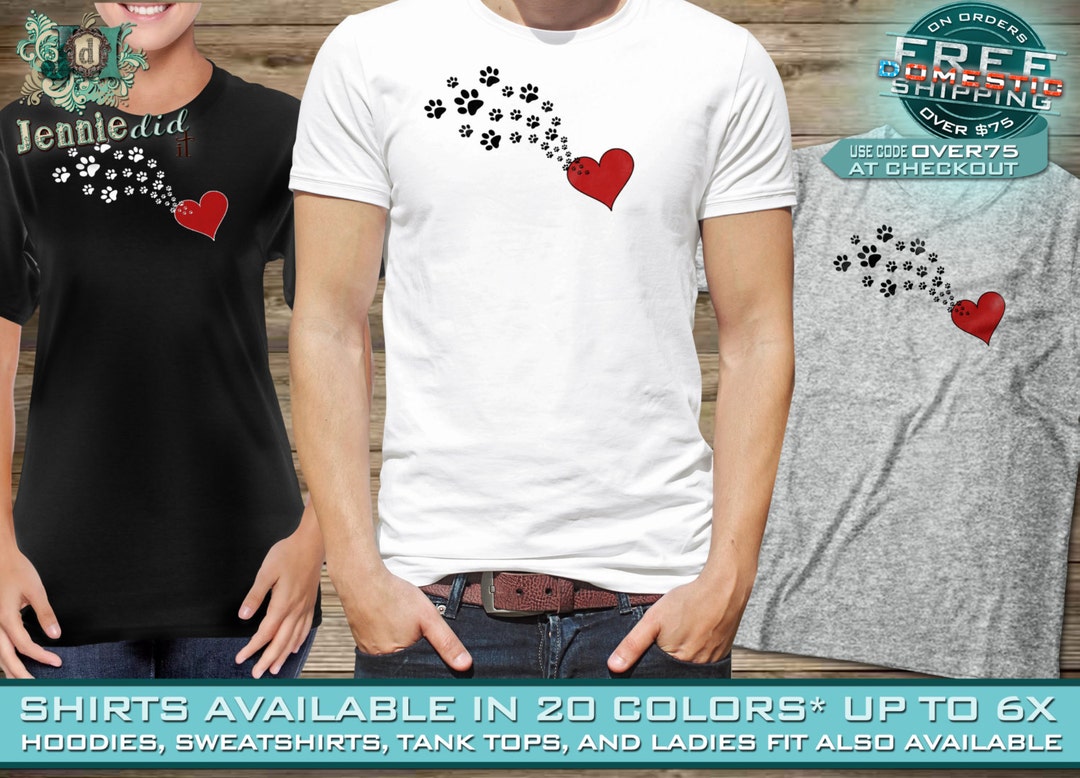 I Love Dogs T Shirt, Paw Print Shirt, Rescue, Crazy Dog Lady Shirt, Dog Lover Gift, Pet Lover ...