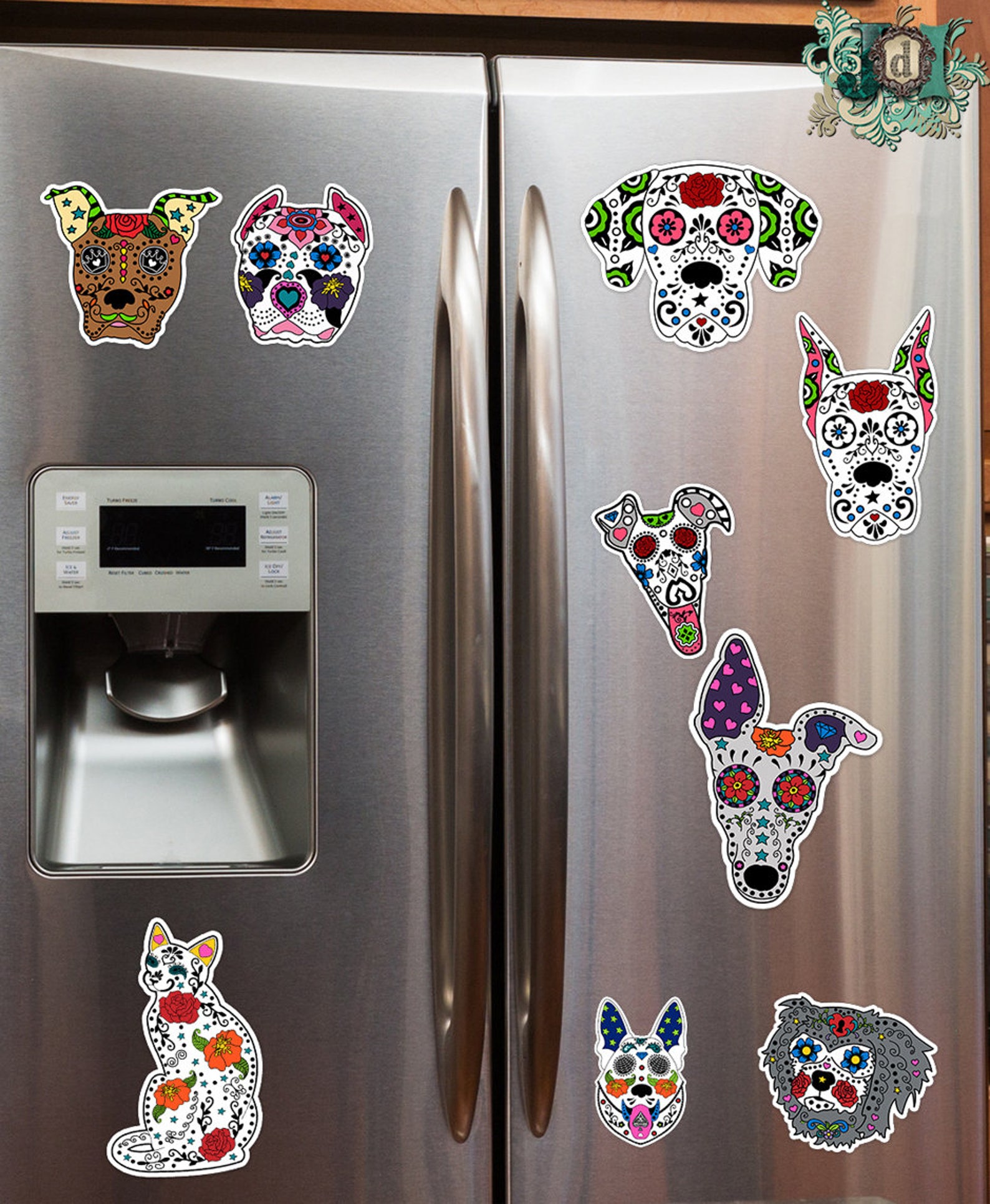 Great Dane Magnets Sugar Skull Magnets Colorful Dane Dog | Etsy