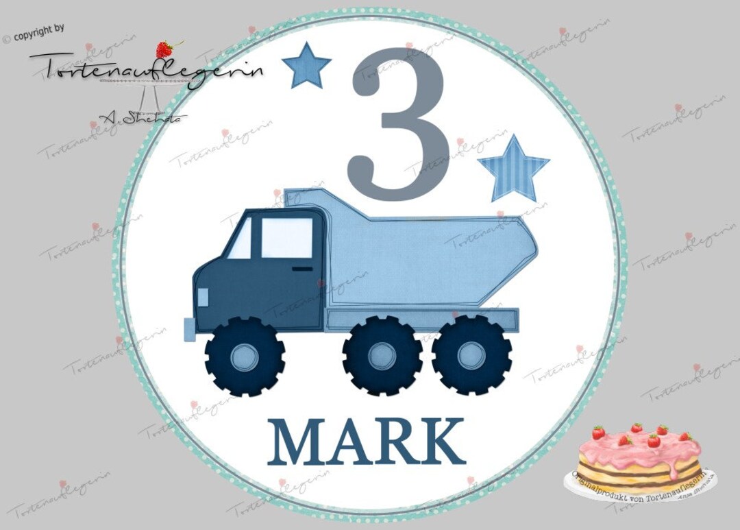 Cake Topper Birthday Excavator, Trekker With or Without Photo Children ...