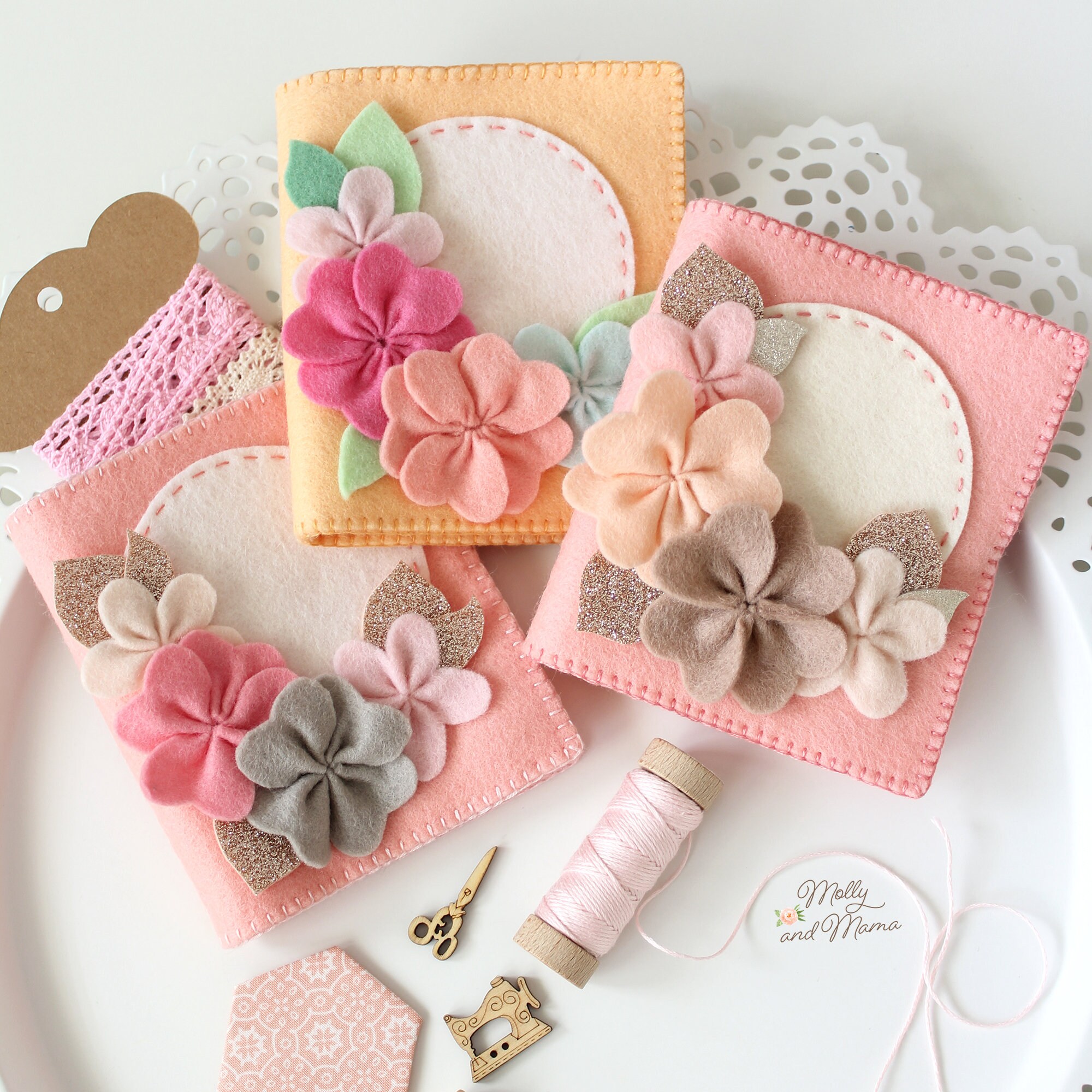 Felt Flower Needle Book Sewing Pattern - Hand Stitched Wool Felt ...