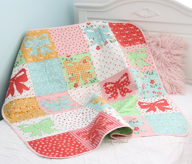 Betty Bow Quilt Sewing Pattern - Simple Patchwork, Appliqué Bows ...