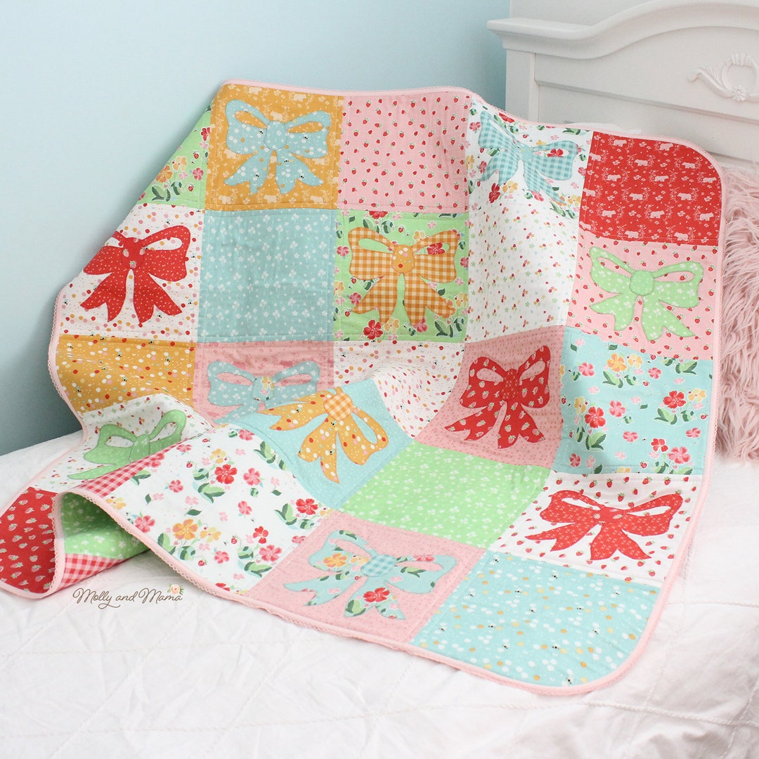 Betty Bow Quilt Sewing Pattern - Simple Patchwork, Appliqué Bows ...