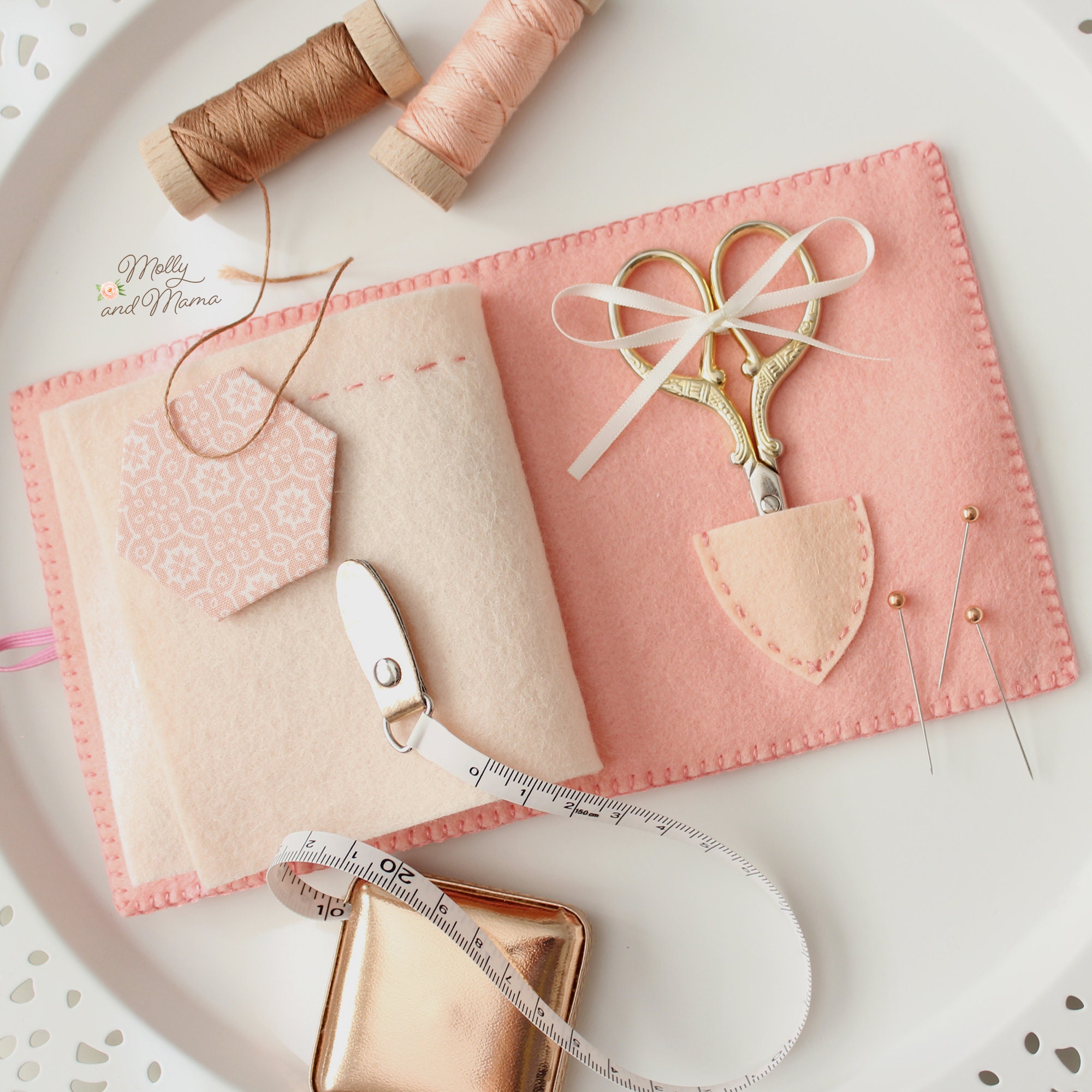 Felt Flower Needle Book Sewing Pattern - Hand Stitched Wool Felt ...