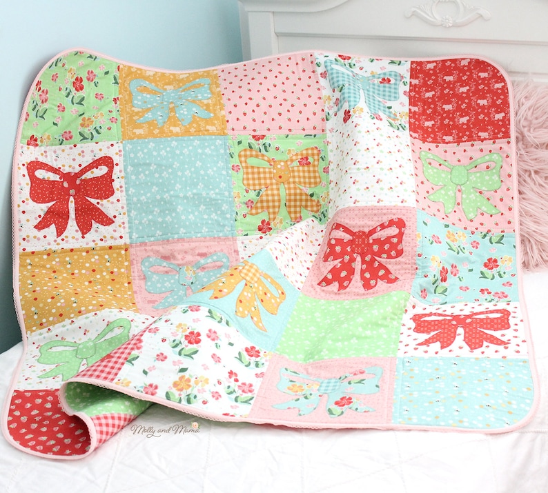 Betty Bow Quilt Sewing Pattern - Simple Patchwork, Appliqué Bows ...