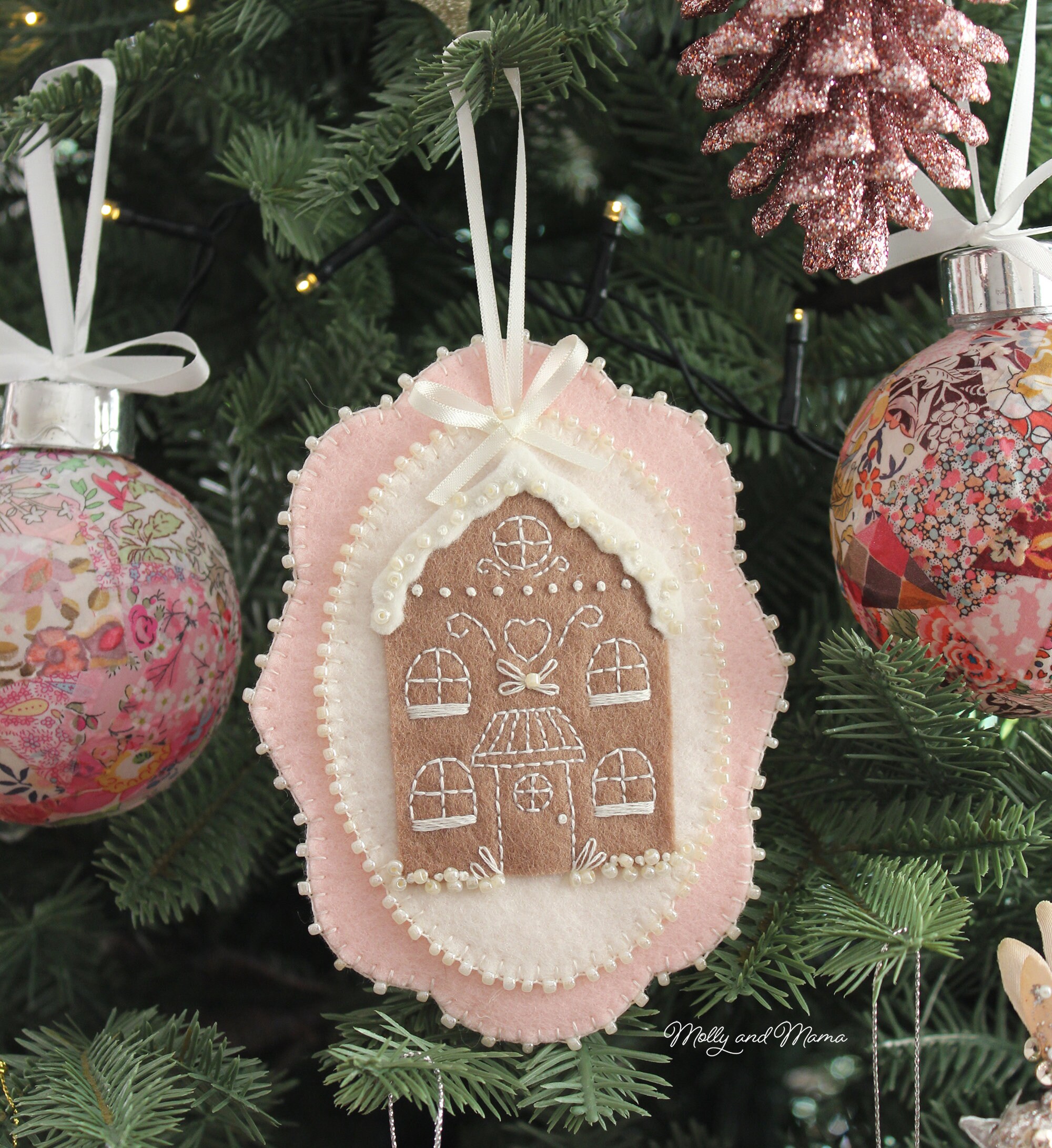 Gingerbread House Ornament Pattern - Hand Stitched Felt Christmas Tree ...