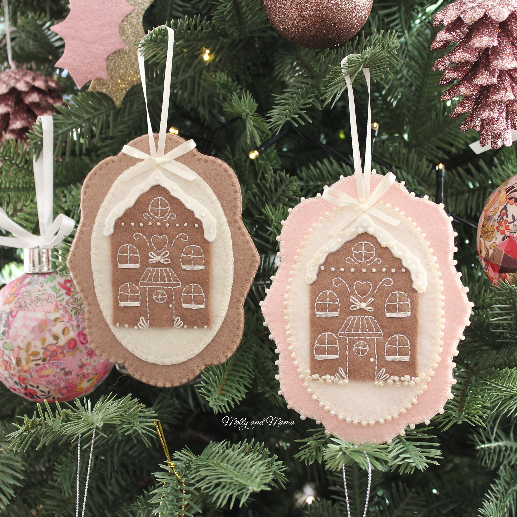 Gingerbread House Ornament Pattern - Hand Stitched Felt Christmas Tree ...