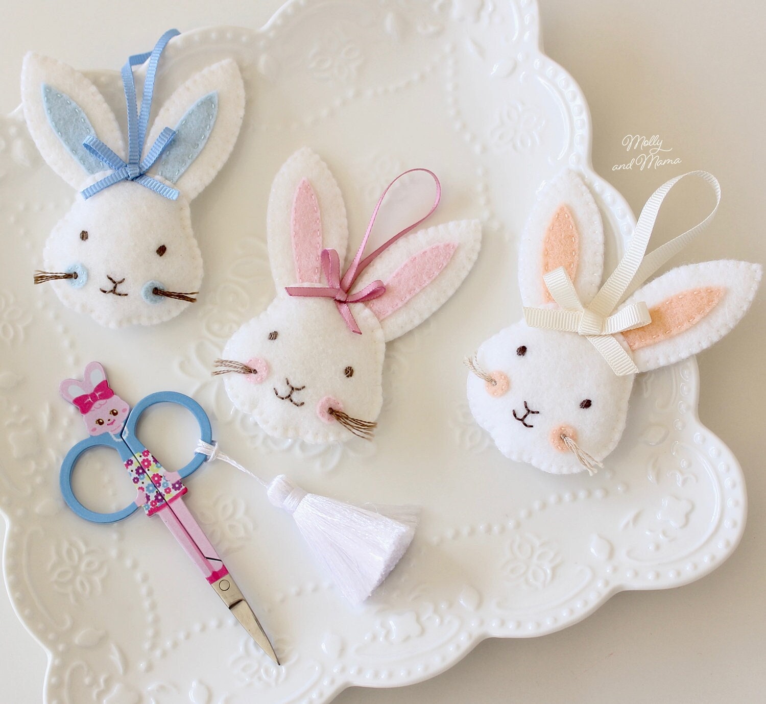 FELT RABBIT PDF Pattern - 'rosie Rabbit' Easter Ornament; Hand Stitched ...