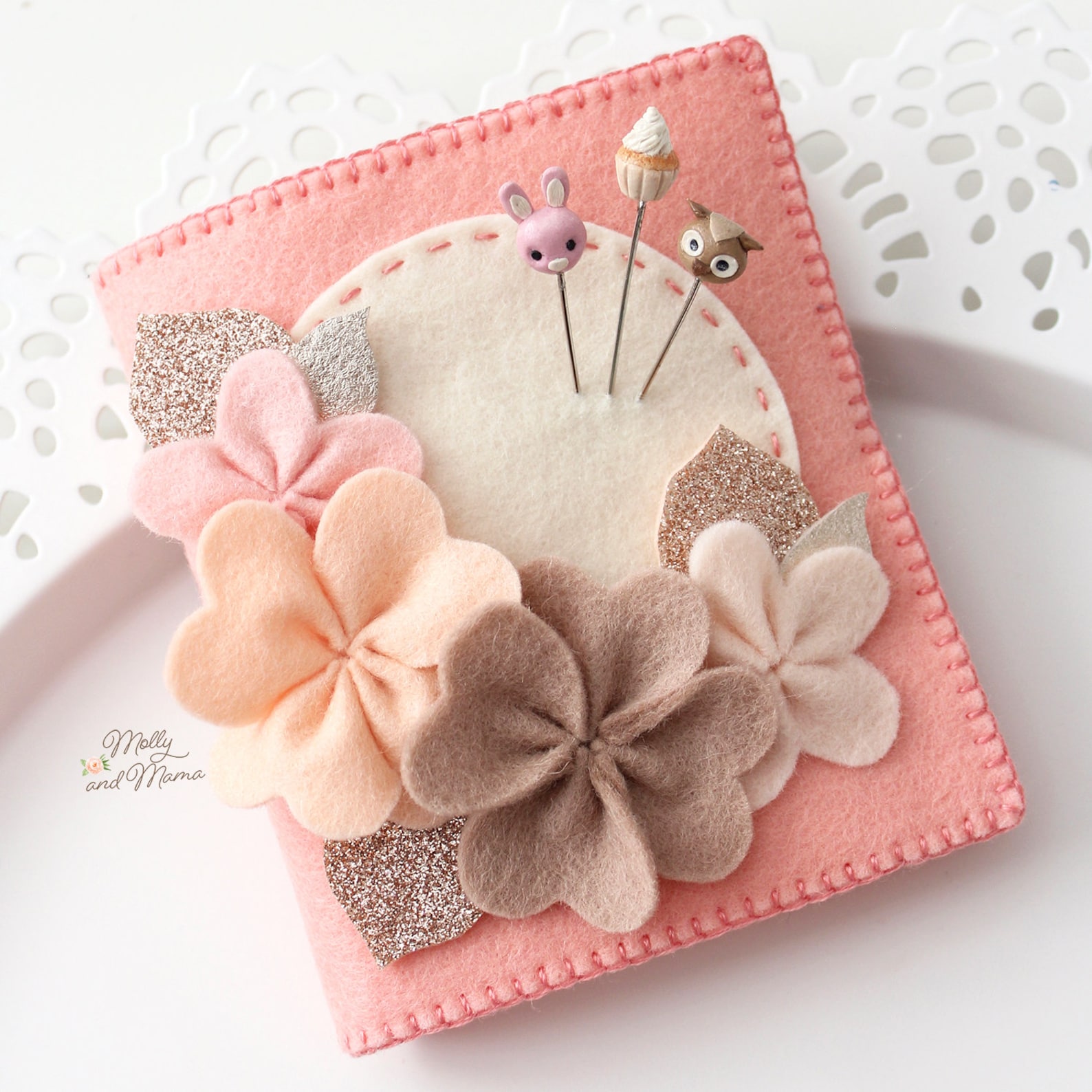 Felt Flower Needle Book Sewing Pattern - Hand Stitched Wool Felt ...