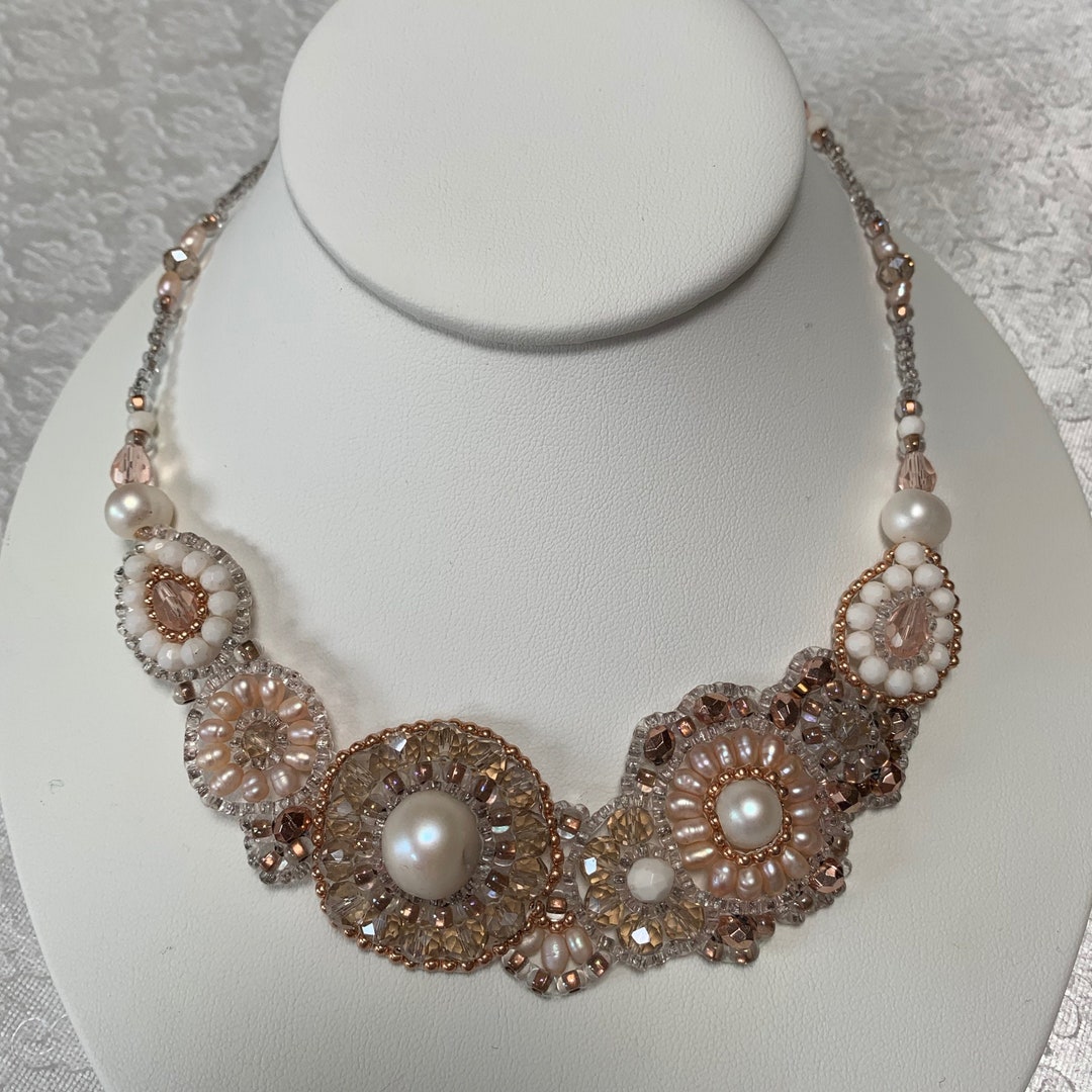 Collar de oro rosa de perla rosa rosa - Etsy España