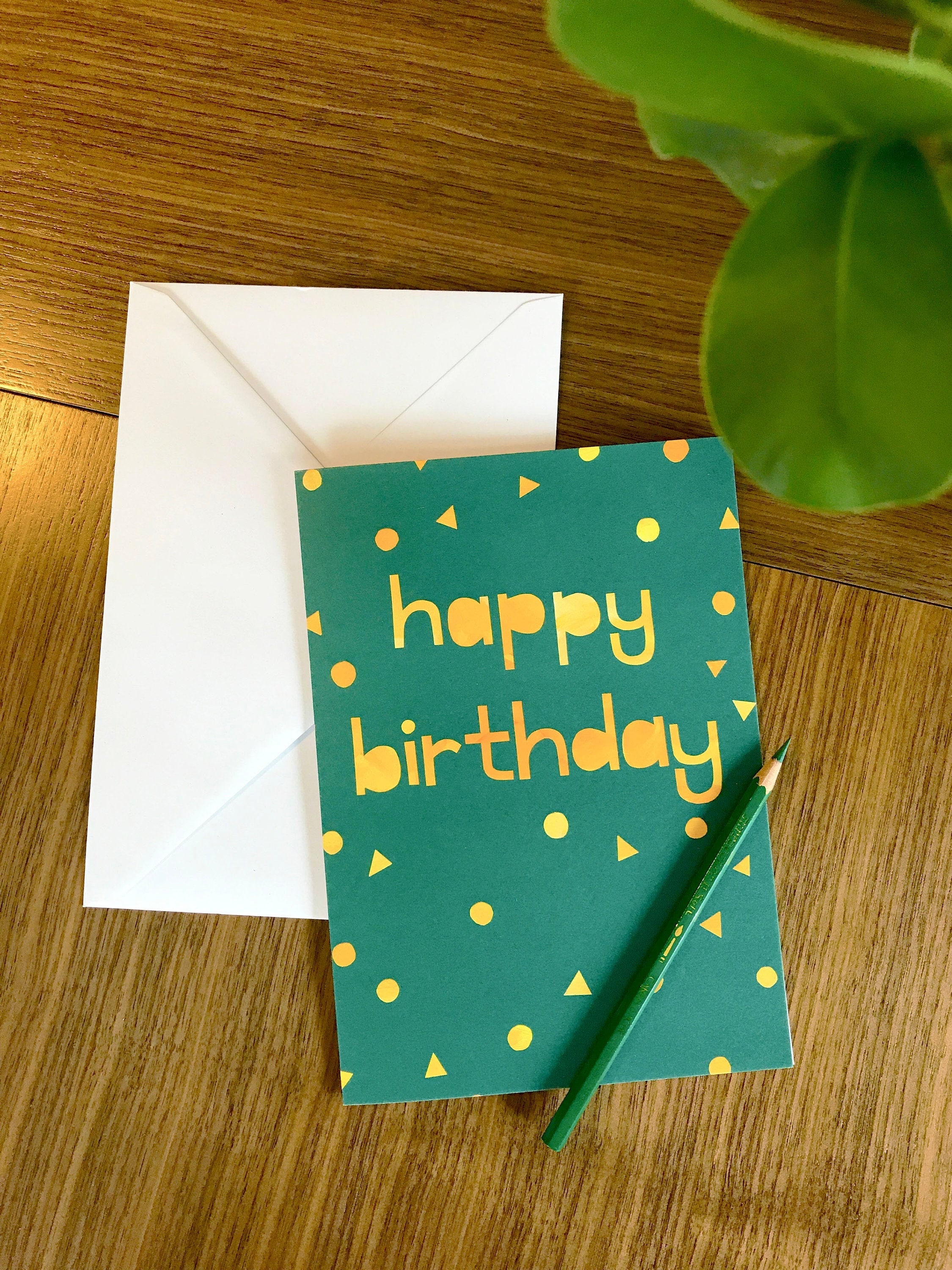 Green Happy Birthday Card | Etsy