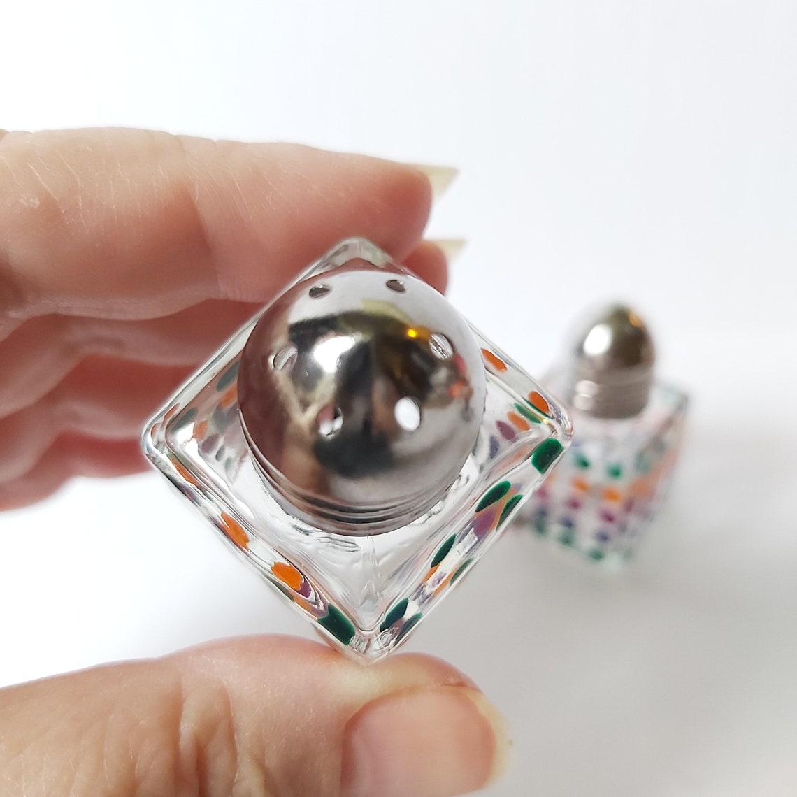 Mini Salt and Pepper Fiesta Dots Handpainted Shakers - Etsy
