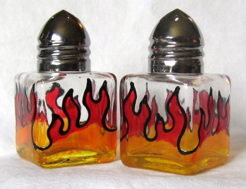 Salt & Pepper Flames Hot Fire Handpainted Mini Shakers - Etsy