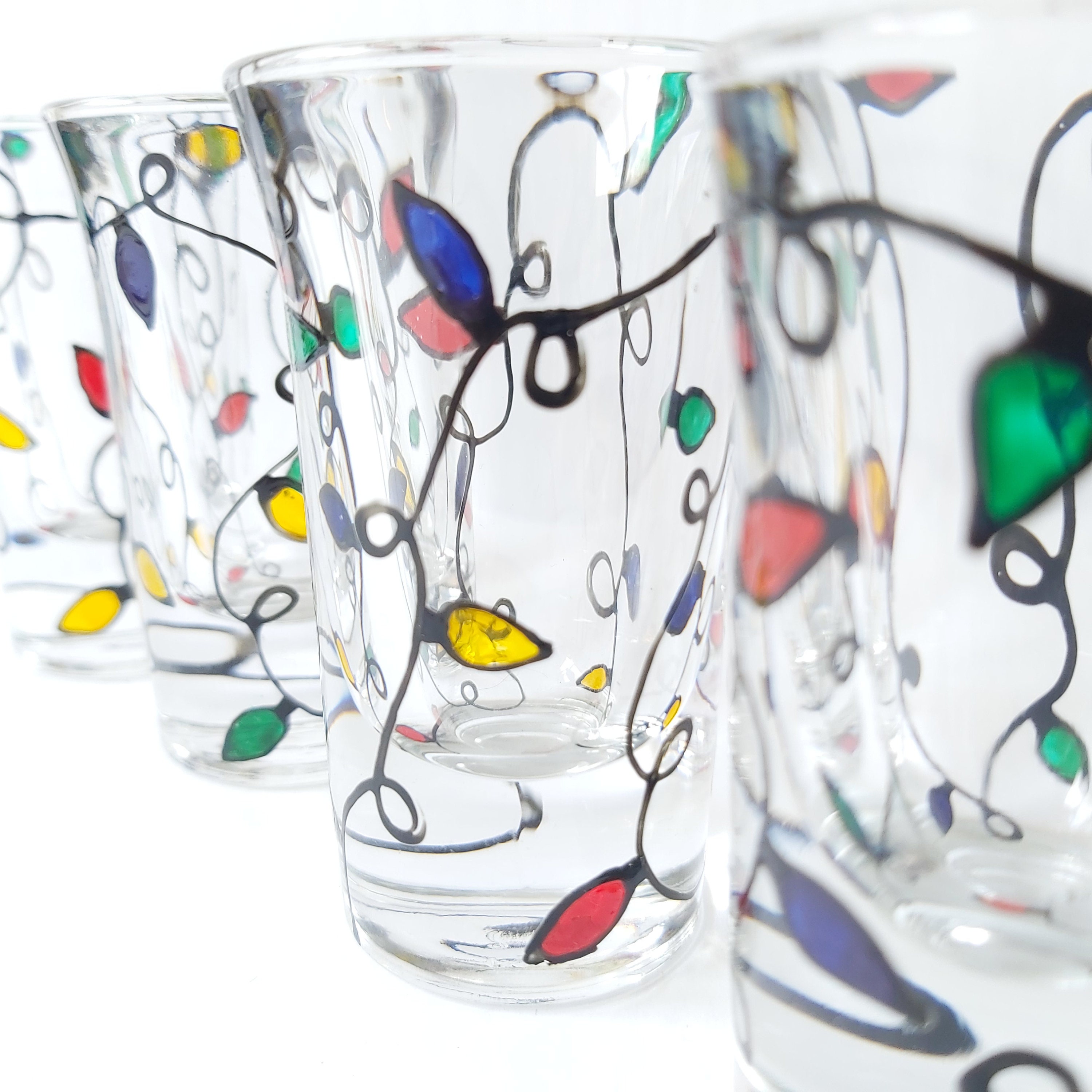 Christmas Light Shot Glass Holiday Festive Hand Painted - Etsy