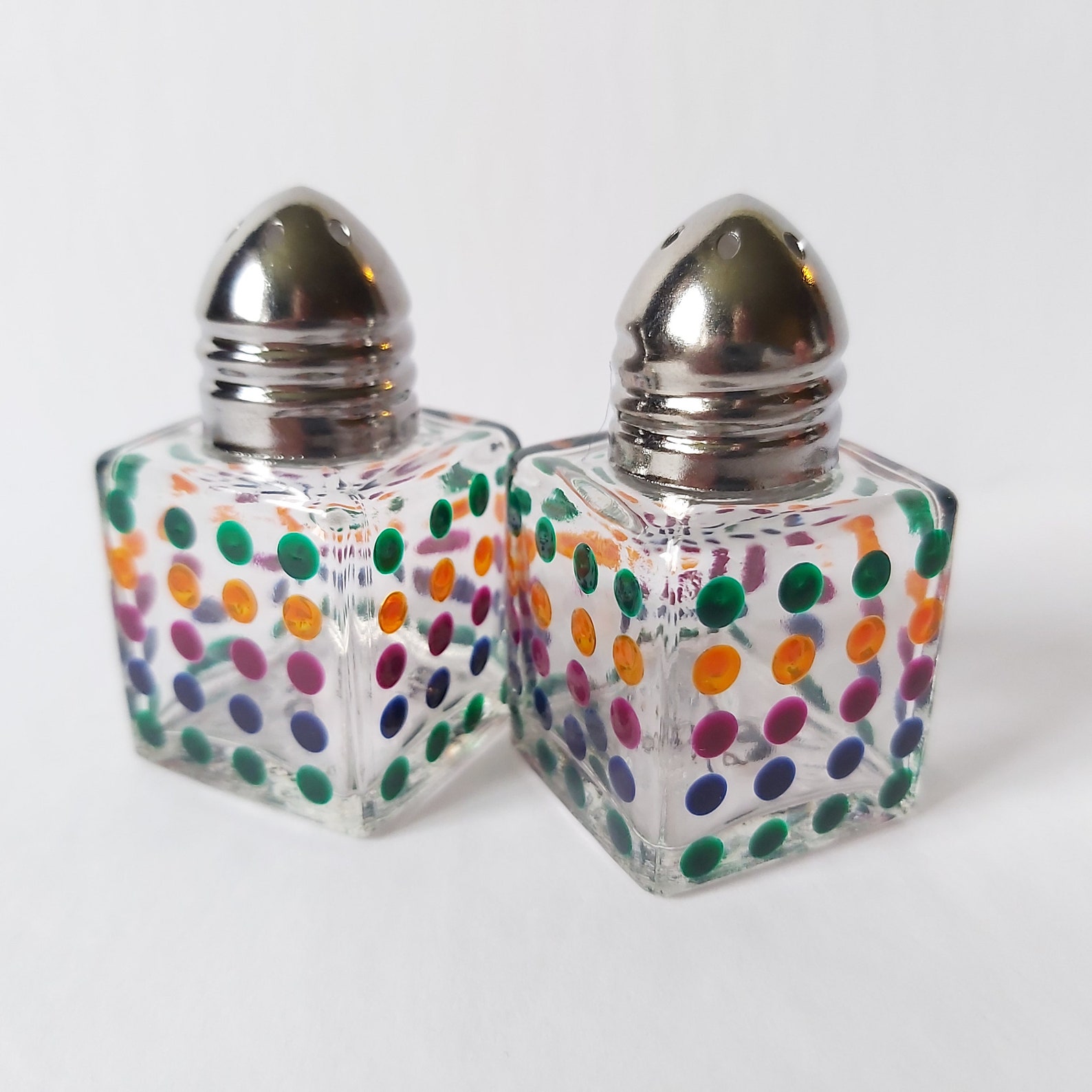 Mini Salt and Pepper Fiesta Dots Handpainted Shakers - Etsy