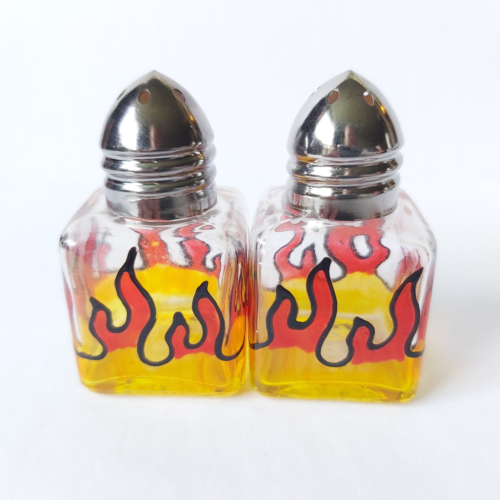Salt & Pepper Flames Hot Fire Handpainted Mini Shakers - Etsy
