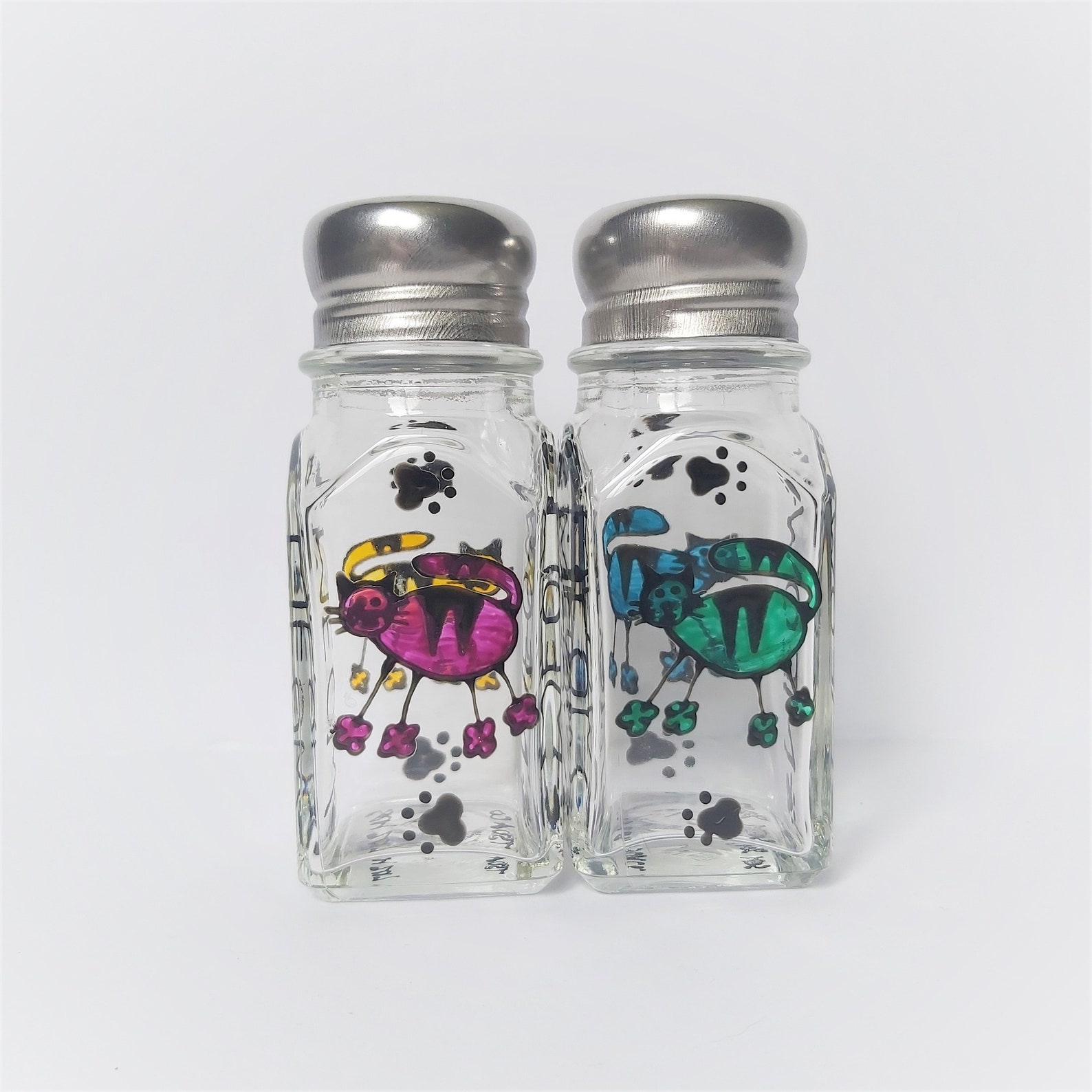 Cats Kitty Meow Paws Pets Feline Salt and Pepper Handpainted Shakers - Etsy