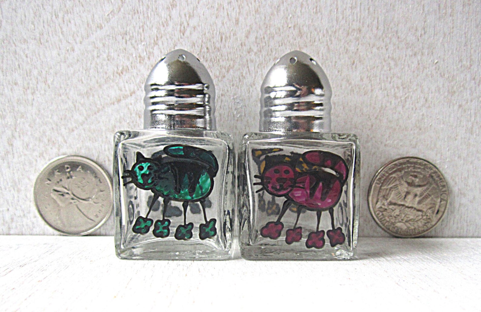 Cats Meow Pets Paws Salt and Pepper Hand Painted Mini Shakers - Etsy