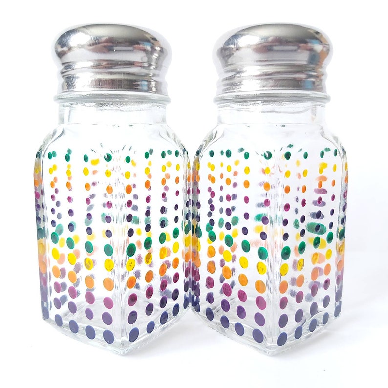 Rainbow Dots Salt & Pepper Polka Dot Handpainted Shakers - Etsy UK