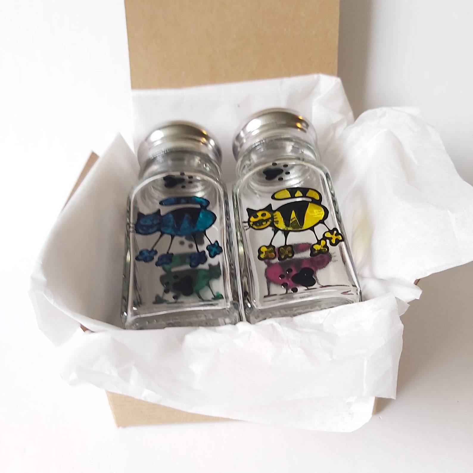 Cats Kitty Meow Paws Pets Feline Salt and Pepper Handpainted Shakers - Etsy