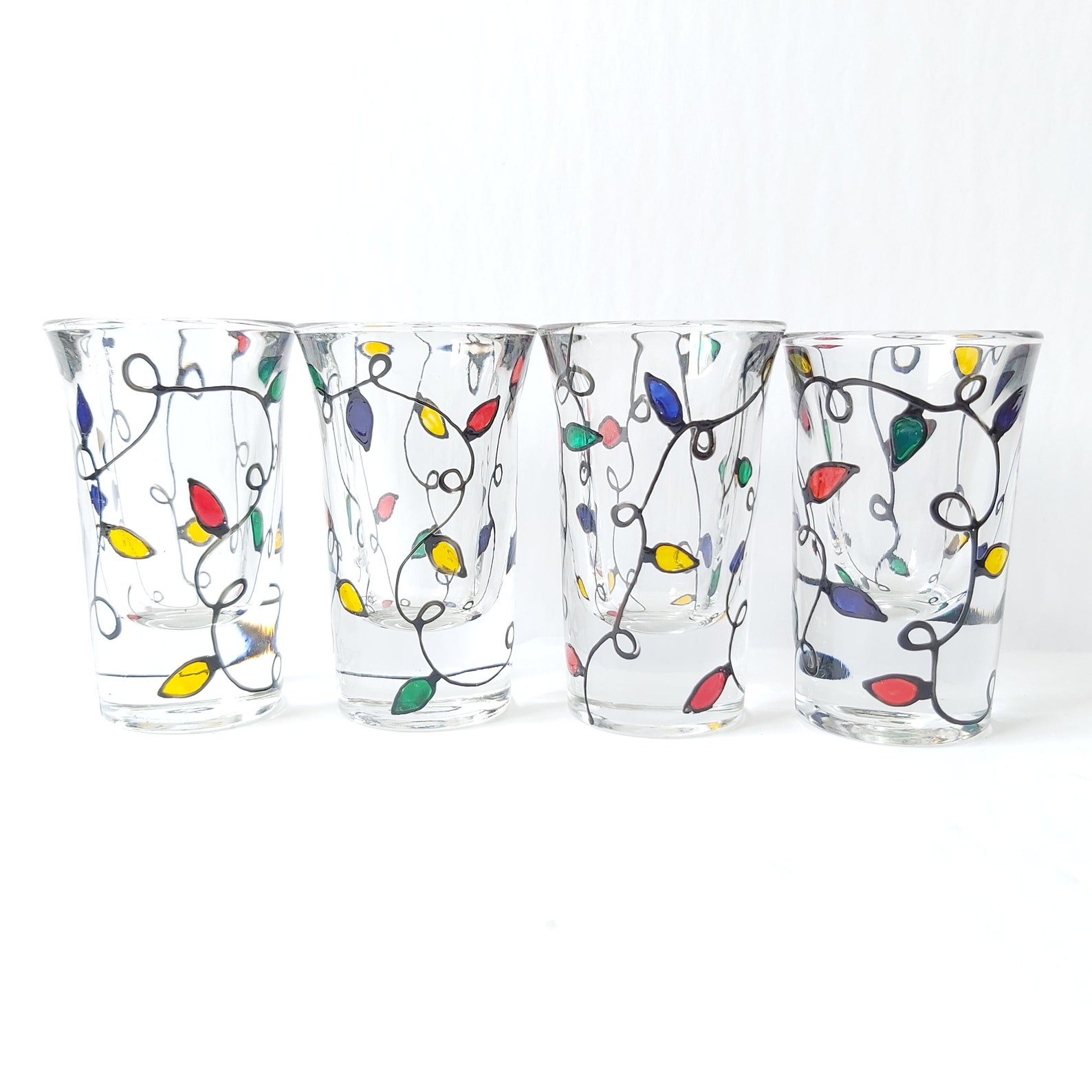 Christmas Light Shot Glass Holiday Festive Hand Painted - Etsy