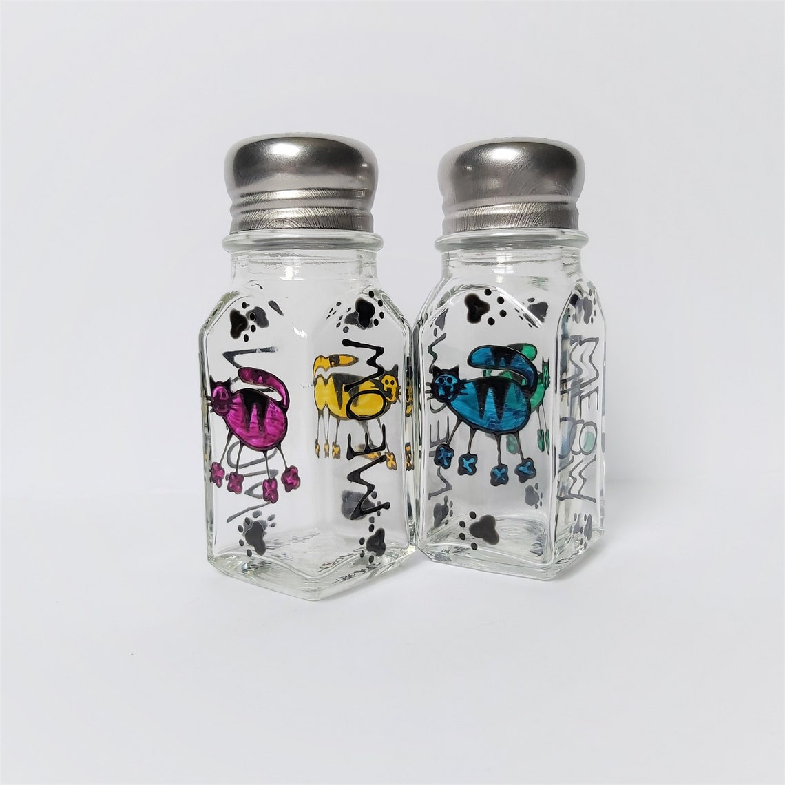 Cats Kitty Meow Paws Pets Feline Salt and Pepper Handpainted Shakers - Etsy