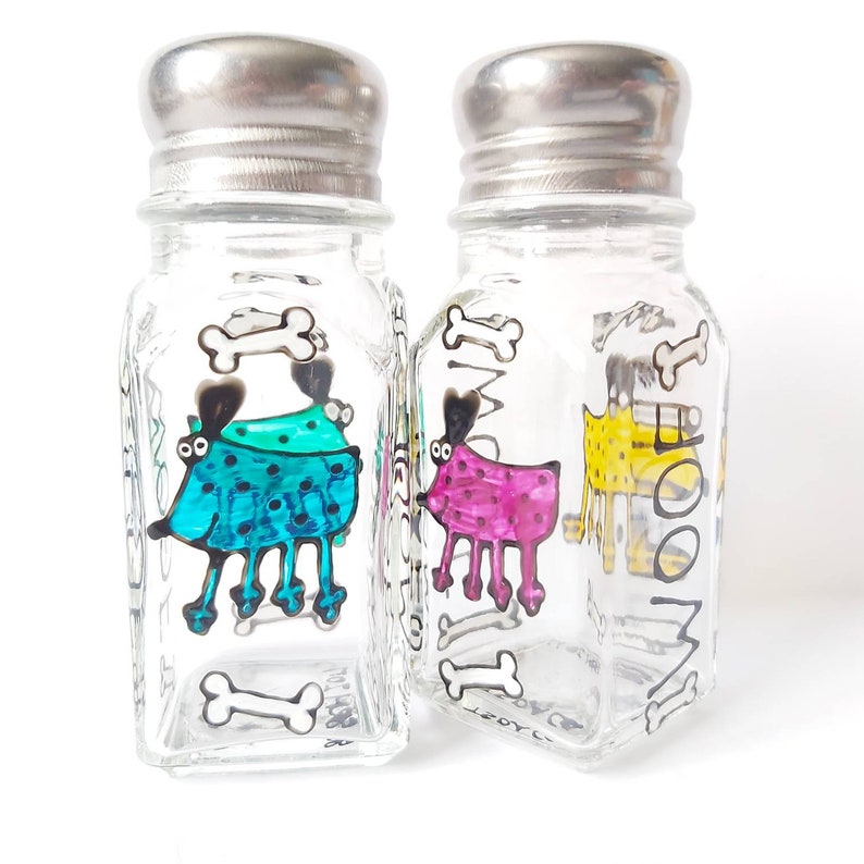Dog Woof Pets Bones Salt and Pepper Handpainted Shakers - Etsy