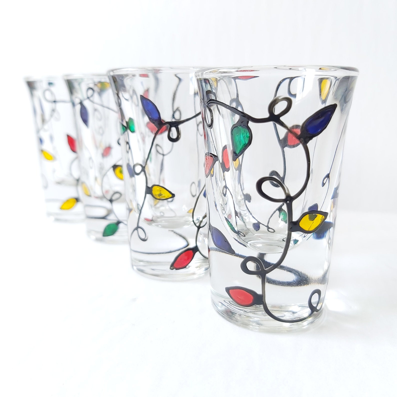 Christmas Light Shot Glass Holiday Festive Hand Painted - Etsy