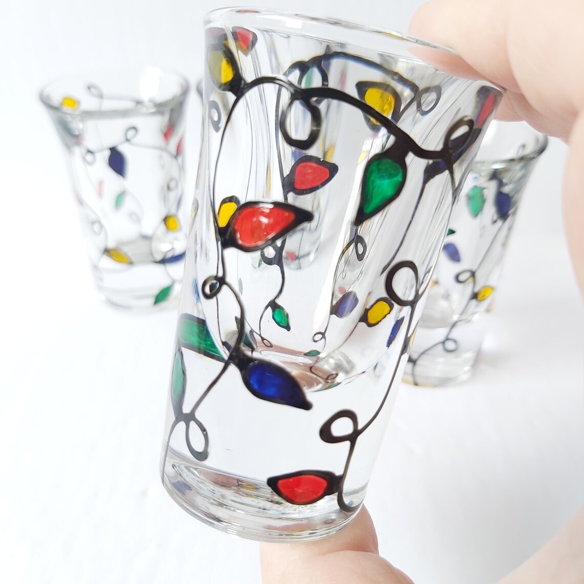 Christmas Light Shot Glass Holiday Festive Hand Painted - Etsy