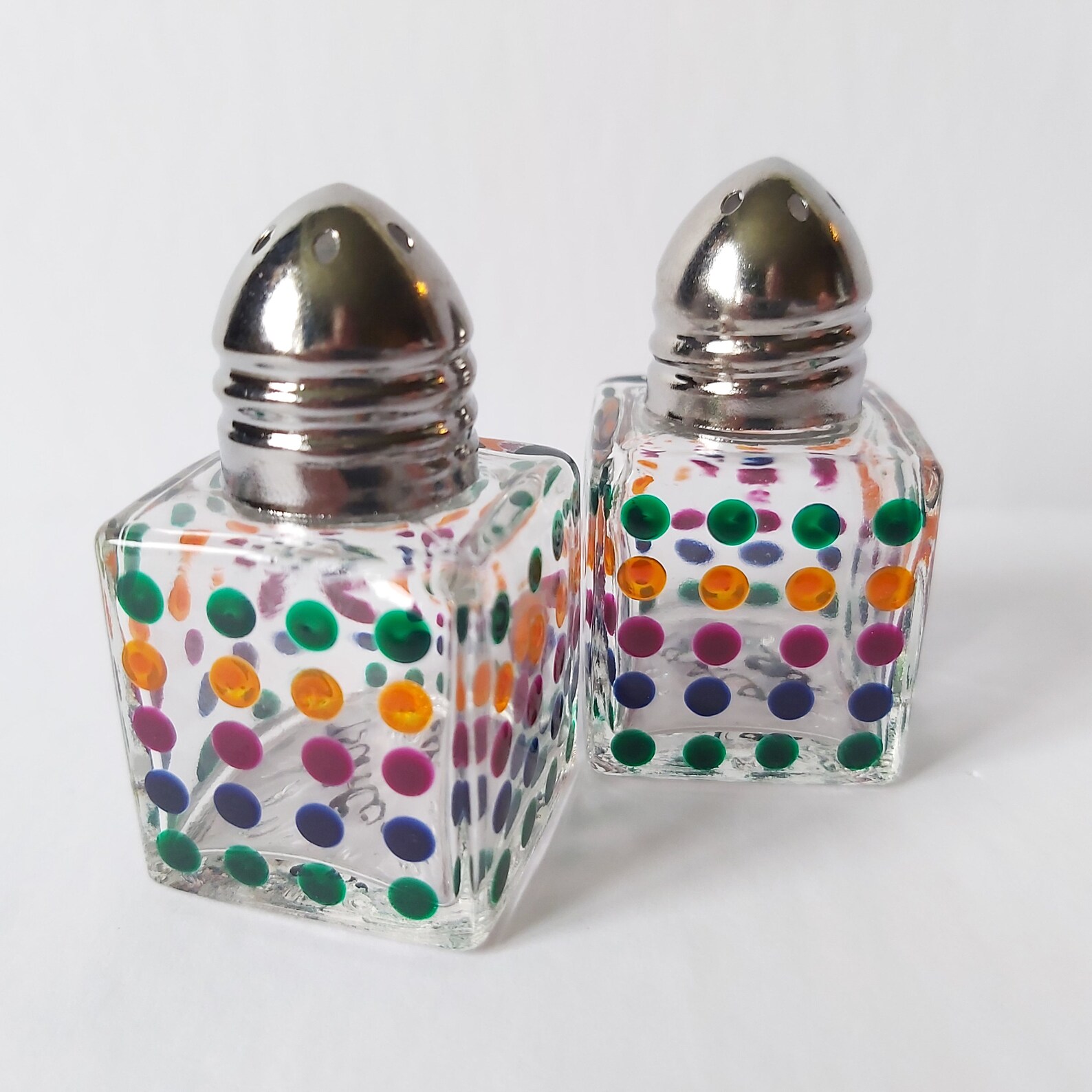 Mini Salt and Pepper Fiesta Dots Handpainted Shakers - Etsy